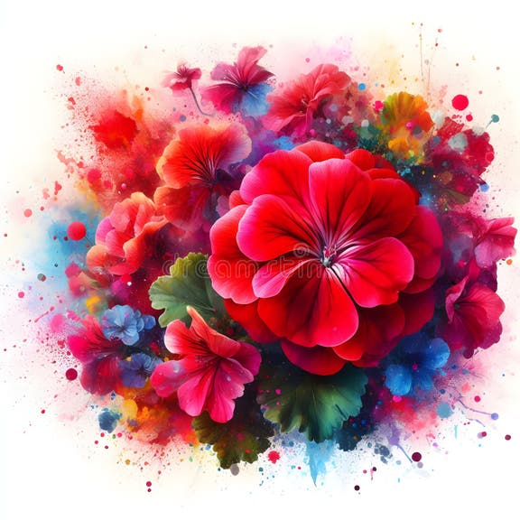 Colorful Geranium Flowers Exploding with Vibrant Colors Stock Illustration - Illustration of ...