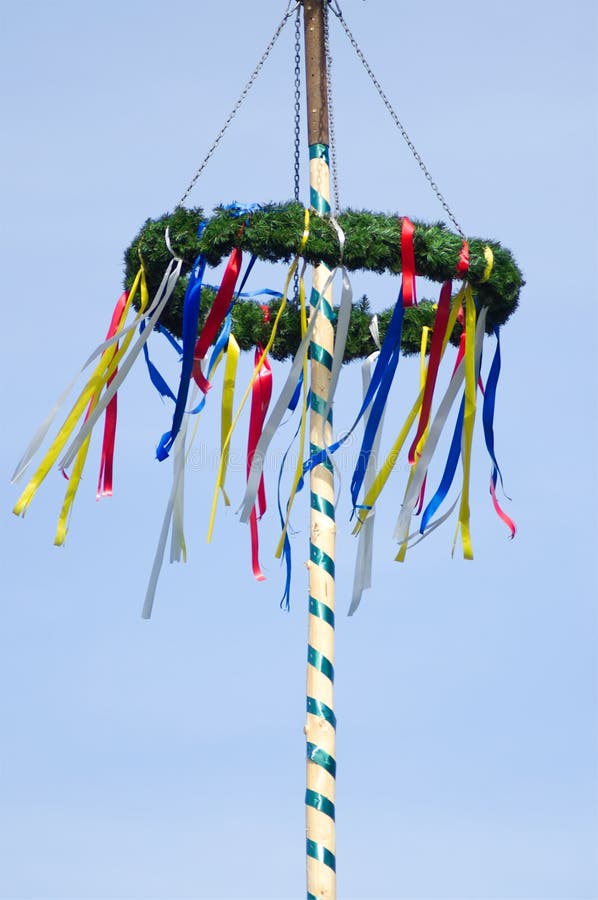 Colorful German Maypole in Spring Stock Photo - Image of spring ...