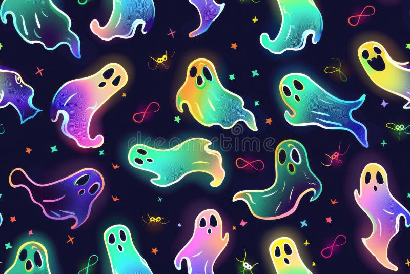 Colorful Ghosts Pattern stock illustration. Illustration of fantasy ...