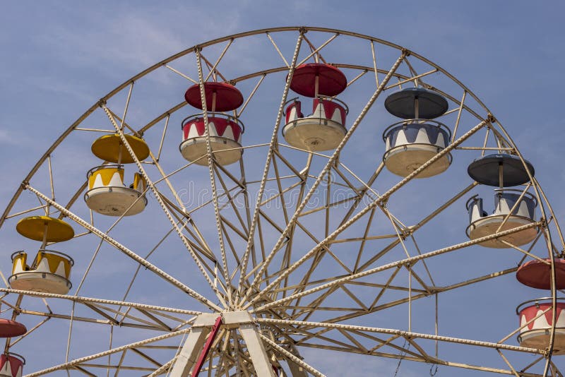Colorful Giant Wheels in Park Amusement Stock Photo - Image of holiday ...