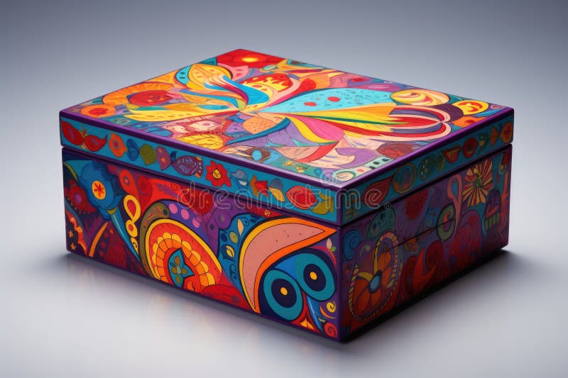 Colorful Gift Box with Abstract Patterns on a Gray Background. 3d ...
