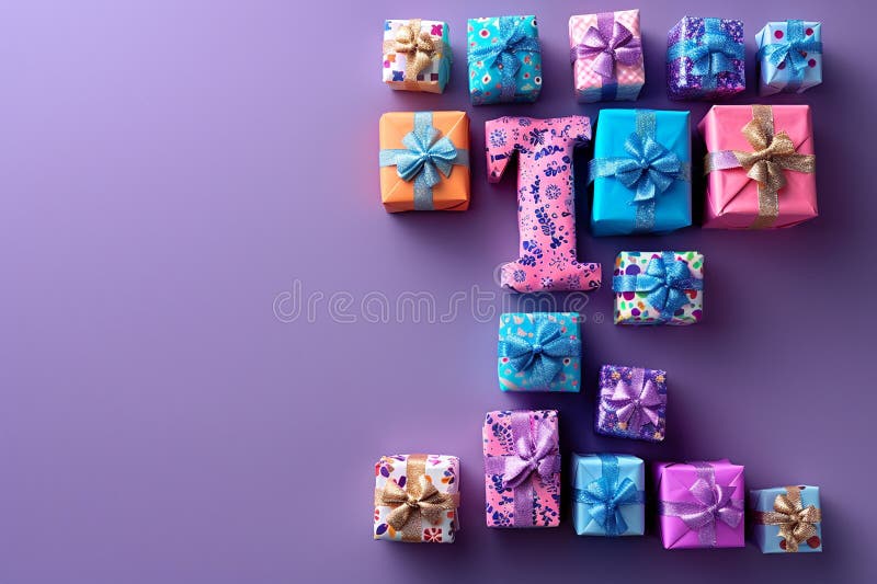 Colorful Gift Boxes Arranged To Form the Number One Stock Illustration ...