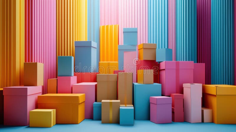 Colorful Gift Boxes Background - Abstract Packaging Design Stock ...