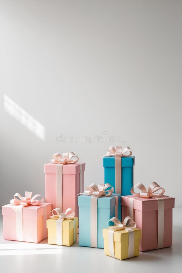 Colorful Gift Boxes with Bows for Celebration. Stock Photo - Image of ...