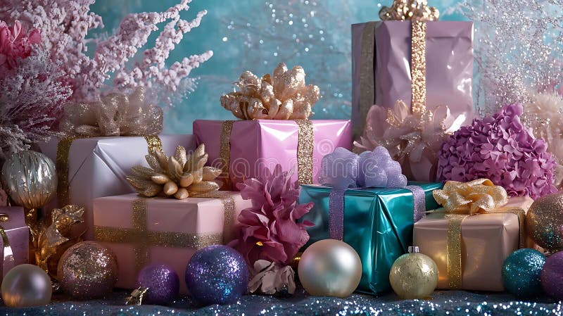 Colorful Gift Boxes on a Glittery Background a Bright and Joyful ...