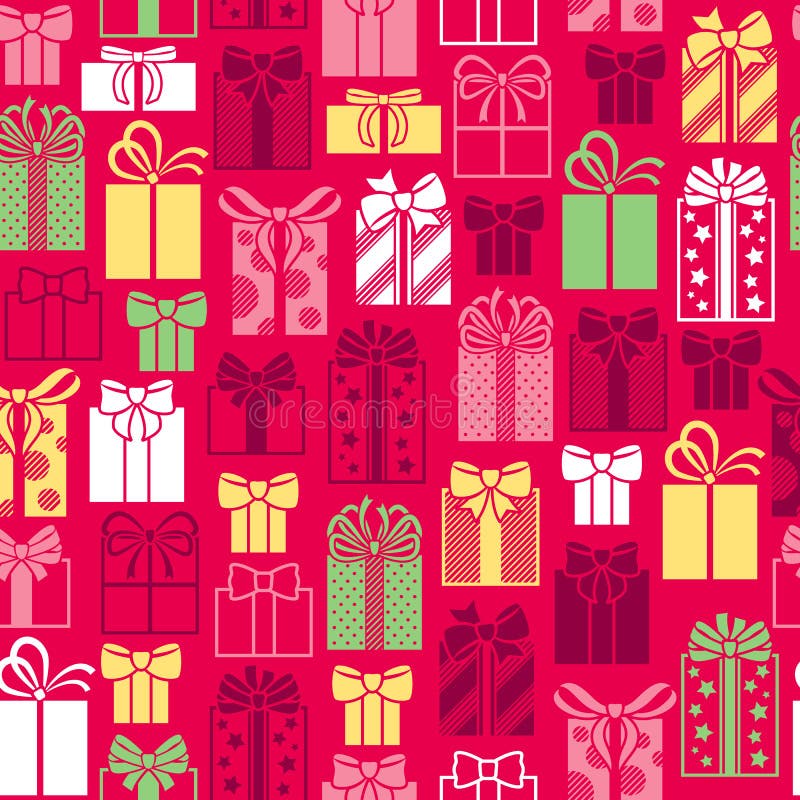Colorful Gift Boxes Seamless Pattern. Stock Vector - Illustration of ...