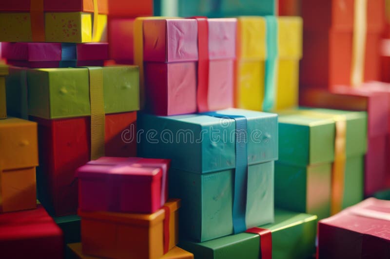 Colorful Gift Boxes Stack Display Stock Illustration - Illustration of ...