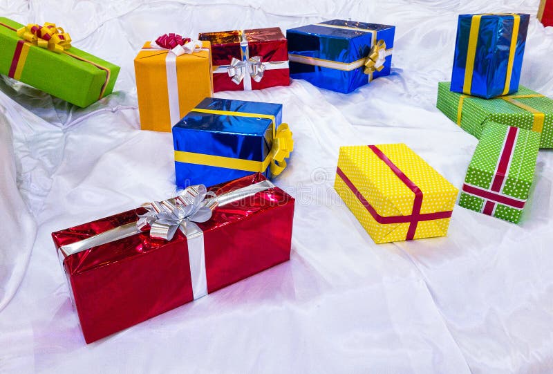 Colorful gift boxes stock image. Image of wrap, pack - 205714005