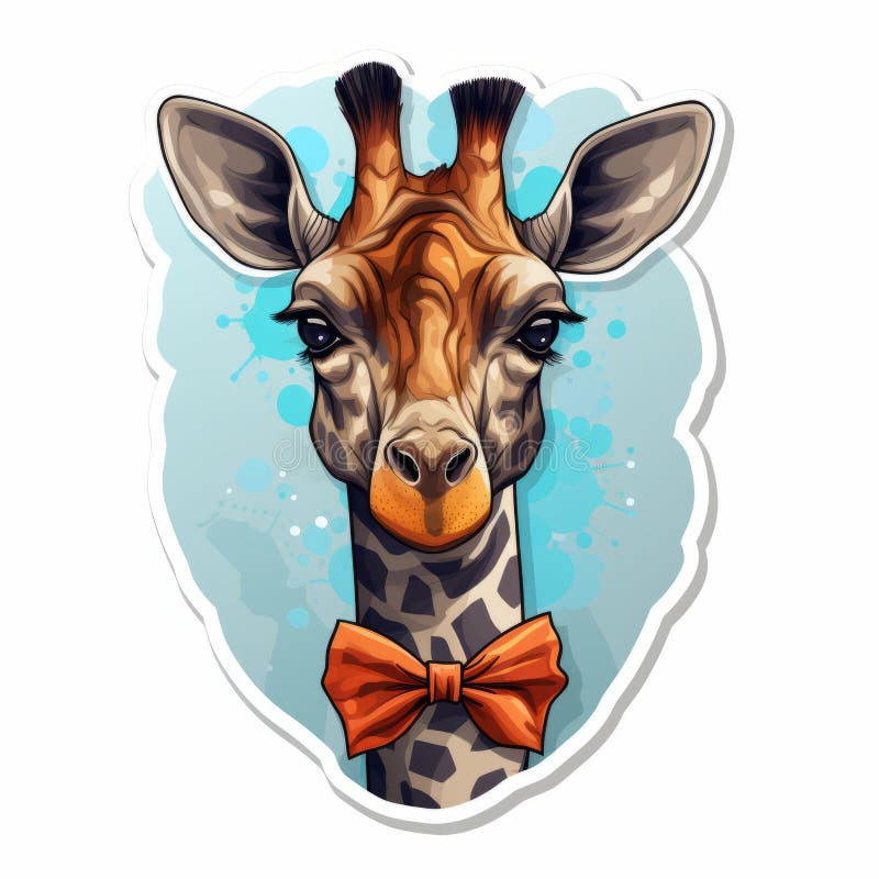 Colorful Giraffe with Bow Tie Sticker Vector Design Stock Illustration ...