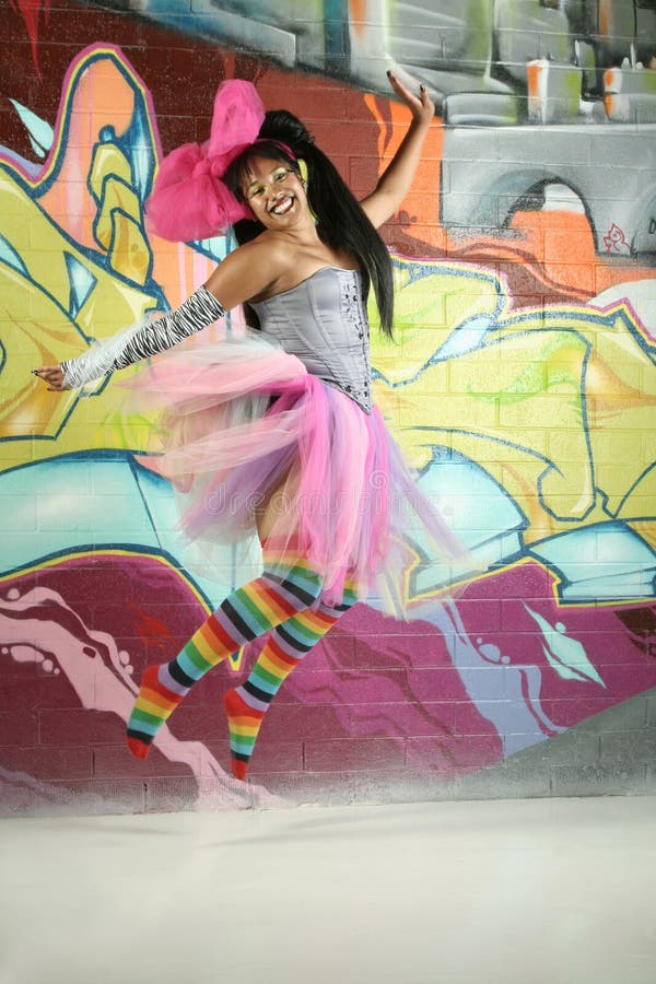 Colorful Girl stock photo. Image of hair, colourful, jumping - 20848792