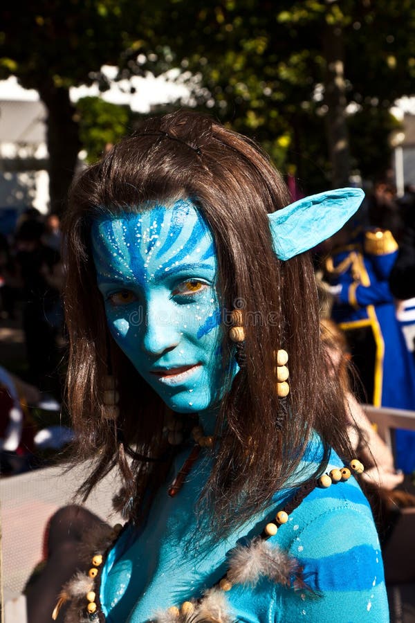 Colorful Girl Made Up As Avatar Figure at Book Fair in Frankfurt am ...
