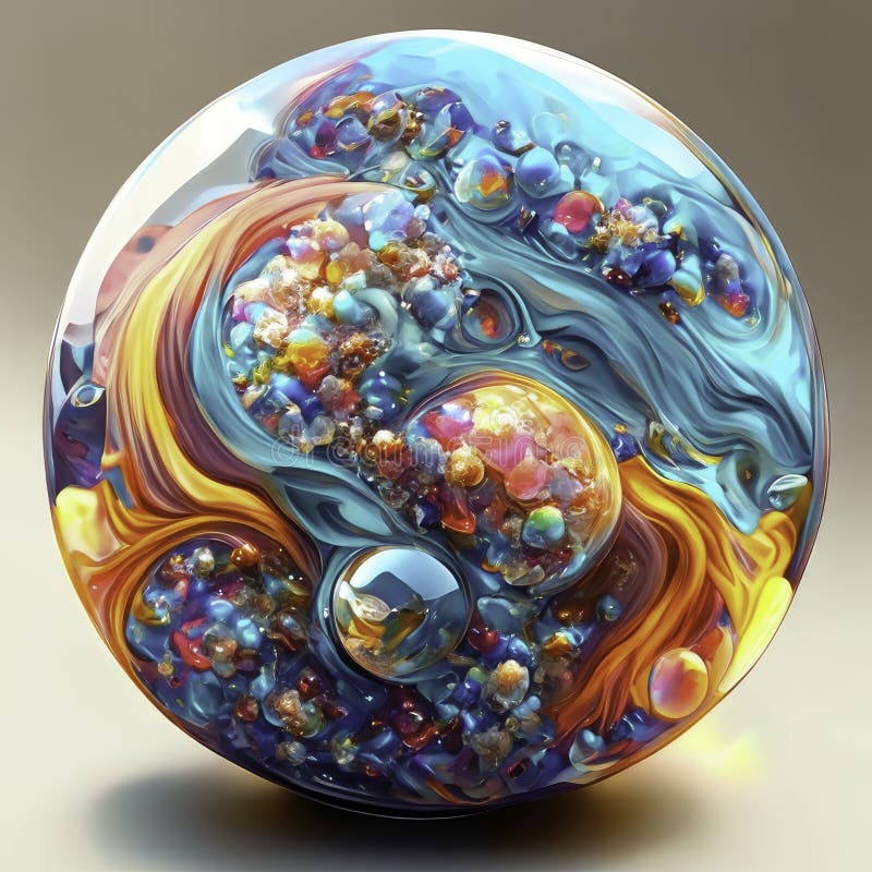 Colorful Glass Ball with Abstract Pattern. 3d Rendering, 3d ...