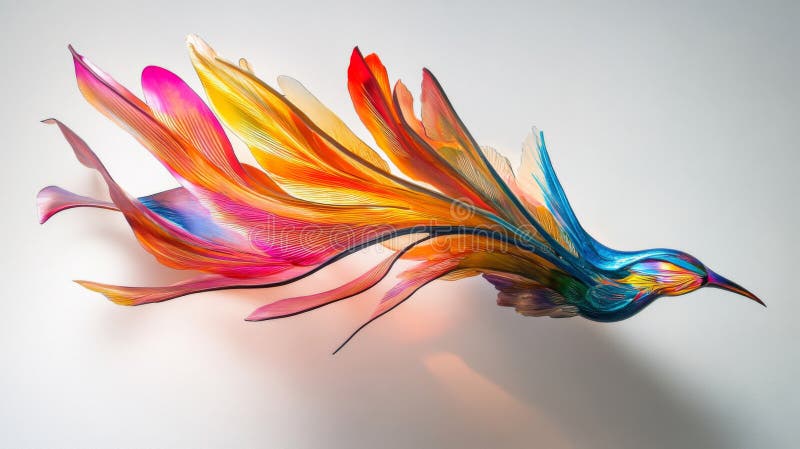 Colorful Glass Bird Sculpture with Vibrant Feathers Stock Illustration ...