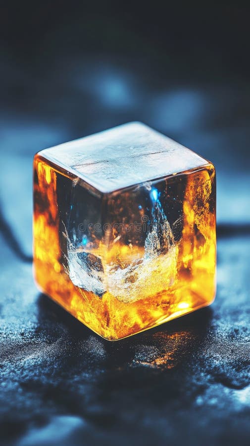 A Colorful Glass Block Gleams with Light, Showcasing Distinct Patterns ...