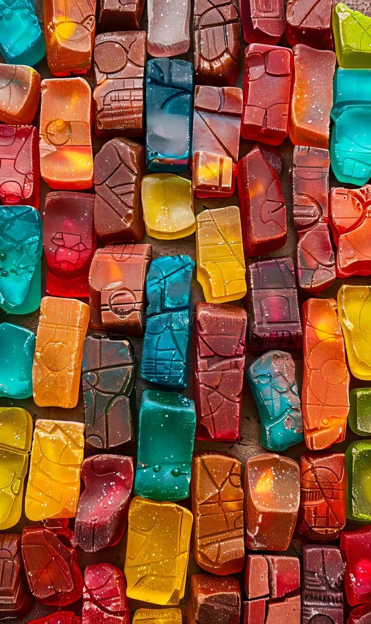 Colorful Glass Blocks Arranged in a Row Stock Image - Image of blocks ...