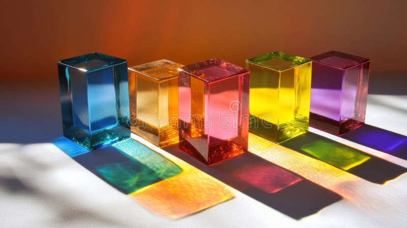 Colorful Glass Blocks Casting Rainbow Shadows Stock Illustration ...