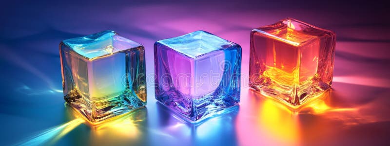 Colorful Glass Blocks Featuring Abstract Designs are Positioned on a ...