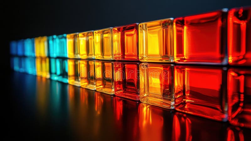 Colorful Glass Blocks with Reflective Surface for Creative Backgrounds ...