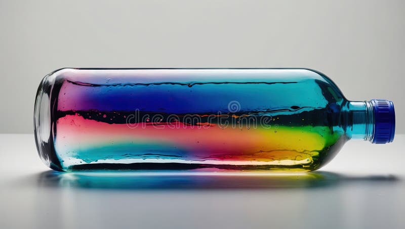 Colorful Glass Bottle with Vibrant Gradient Effect on White Background ...