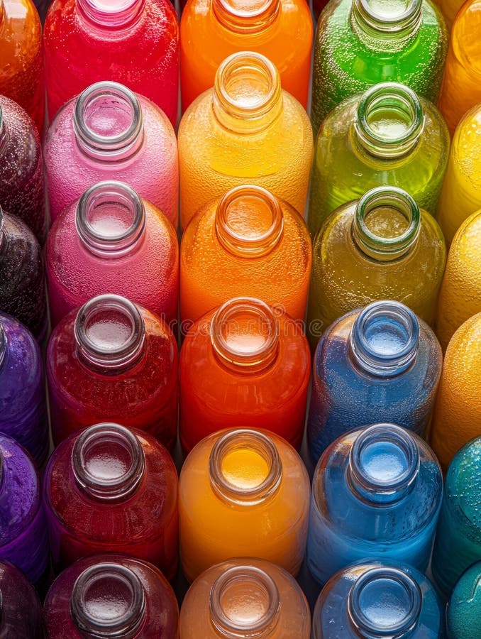 Colorful Glass Bottles Arranged Rainbow Pattern Stock Photos - Free ...