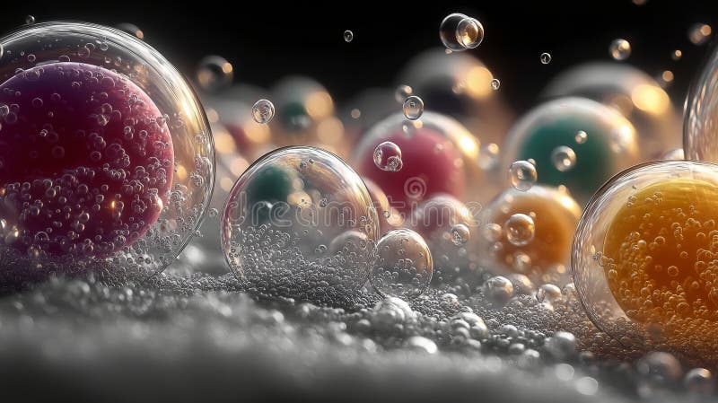Colorful Glass Bubbles Clustered on Surface Stock Photo - Image of ...