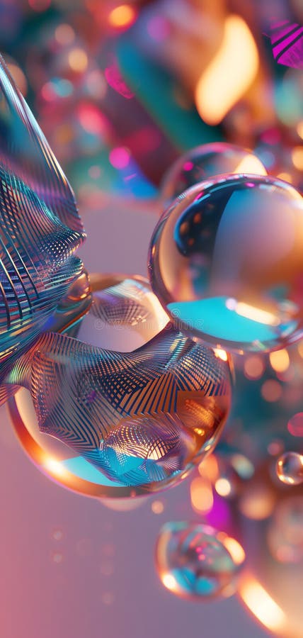 Colorful Glass Bubbles and Waves Background and Wallpaper Stock Image ...