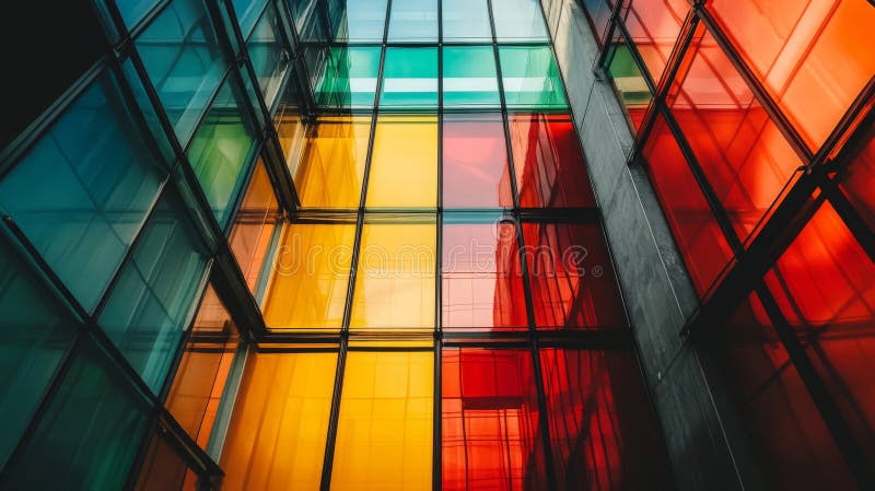 Colorful Glass Building Facade with Geometric Patterns Stock ...