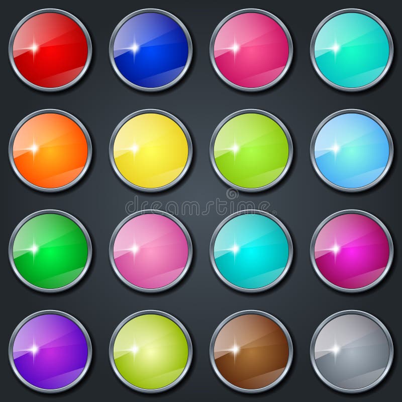 Colorful glass buttons stock vector. Illustration of reflection - 42693423