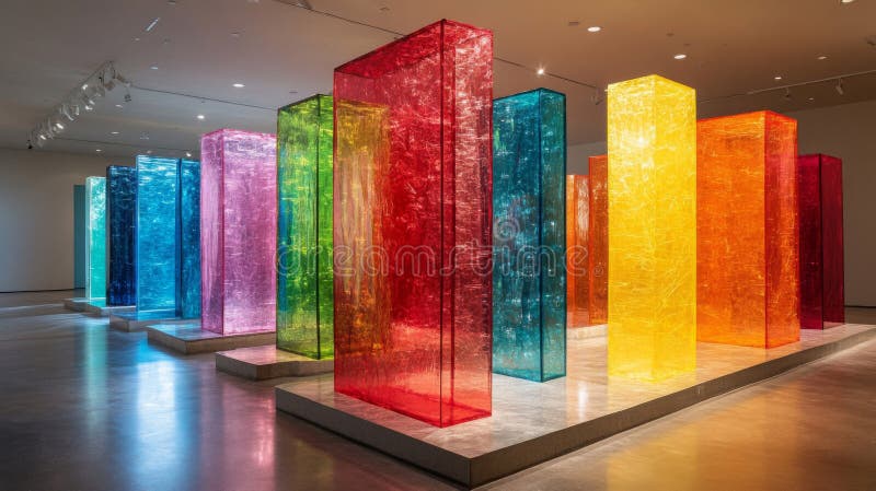 Colorful Glass Columns Installation Art Display Stock Illustration ...