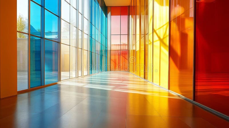 Colorful Glass Corridor Modern Architecture Design Stock Illustration ...