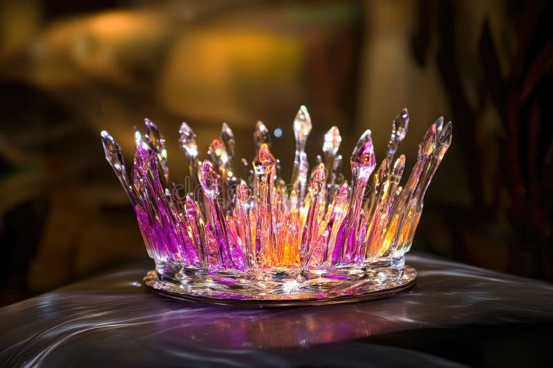 Colorful Glass Crown Sculpture with Sparkling Light Reflections Stock ...