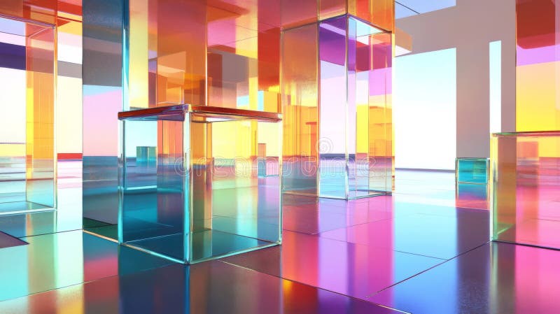 Colorful Glass Cubes Abstract Geometric Structure Stock Illustration ...