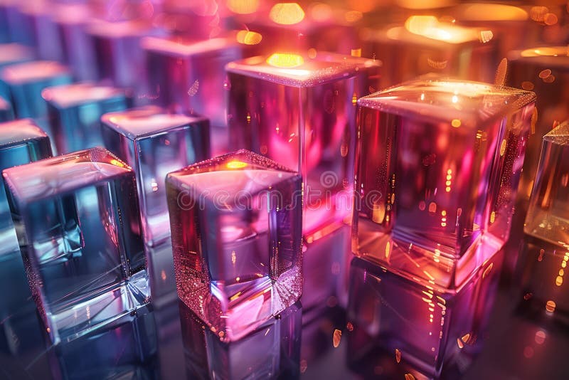 Colorful Glass Cubes in Abstract Light Animation - 3D Render Looping ...