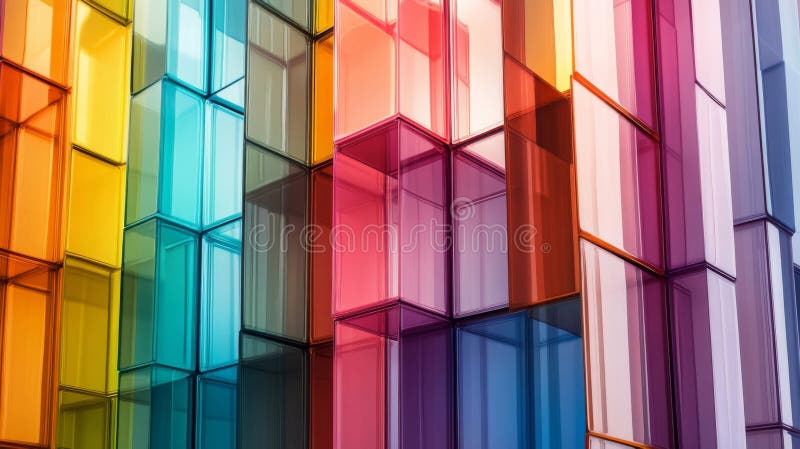 Colorful Glass Cubes Abstract Wall Design Stock Illustration ...