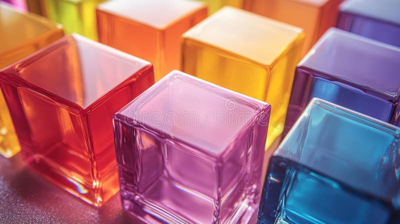 Colorful Glass Cubes Arranged in a Geometric Pattern. Stock Photo ...