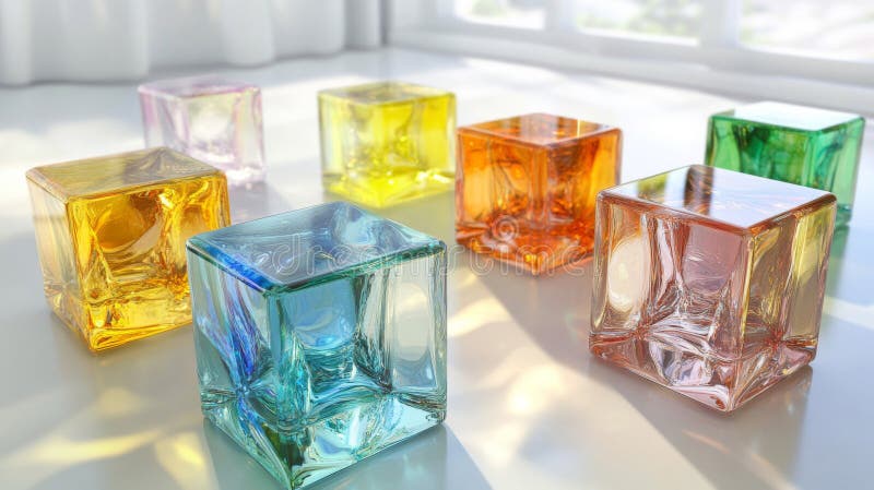 Colorful Glass Cubes on Bright Surface Stock Illustration ...