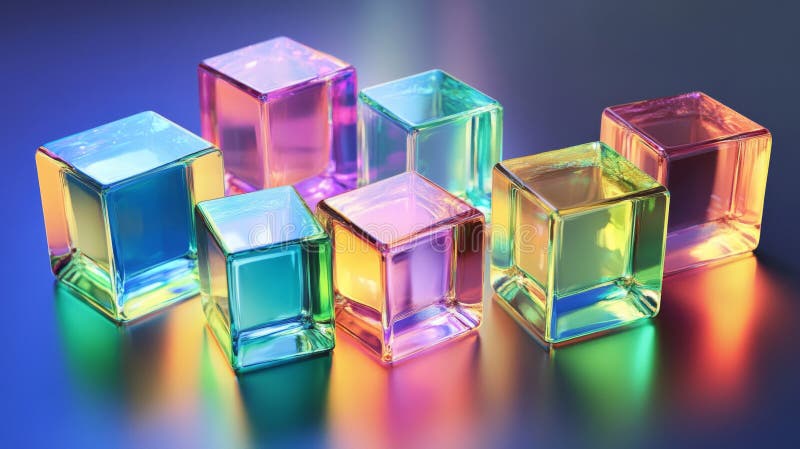 Colorful Glass Cubes on Dark Background Stock Illustration ...