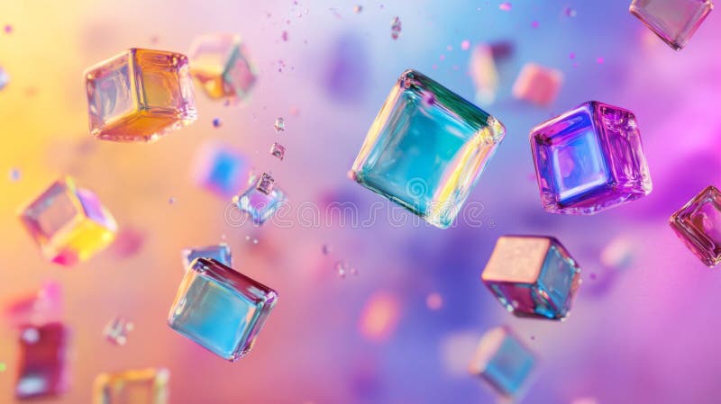 Colorful Glass Cubes Floating in a Gradient Background Stock ...