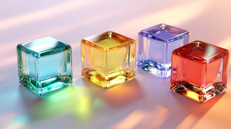 Colorful Glass Cubes on Light Background Stock Illustration ...