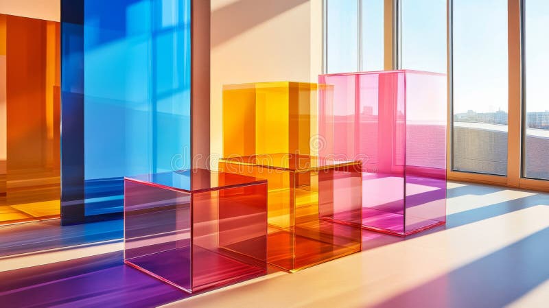 Colorful Glass Cubes Modern Art Installation Stock Illustration ...