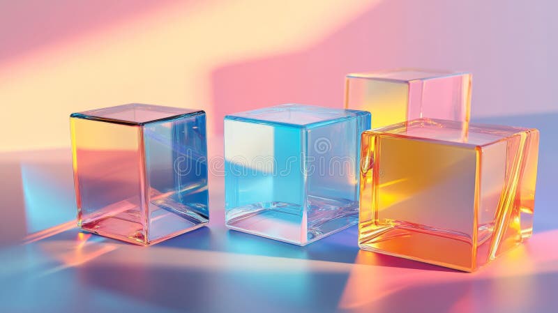 Colorful Glass Cubes with Pastel Lighting Stock Illustration ...