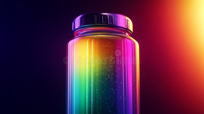 Colorful Glass Jar with Rainbow Gradient Light Effect Stock Image ...
