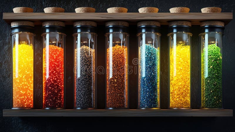 Colorful Glass Jars Filled with Vibrant Beads Create an Eyecatching ... Colorful Glass Jars Filled with Vibrant Beads Create an Eyecatching ...