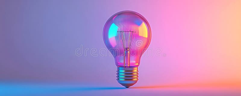 Colorful Glass Light Bulb with Pink and Blue Glow Stock Image - Image ...