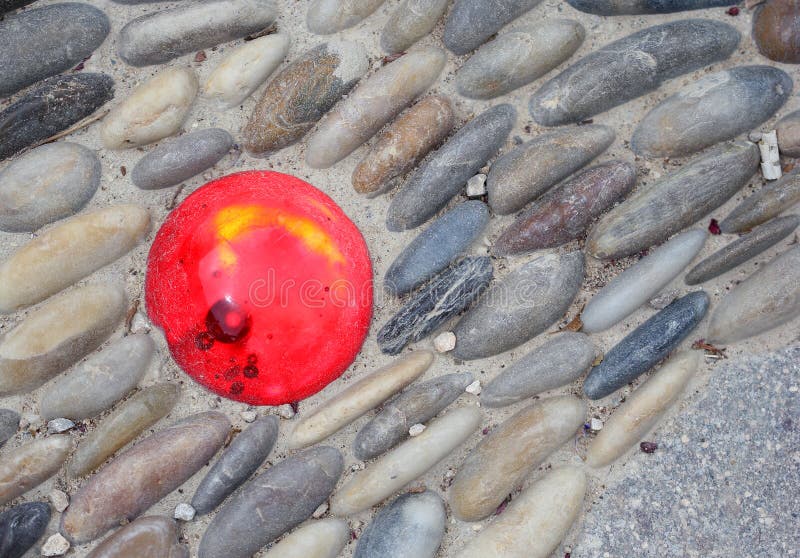 The Colorful Glass Light in the Ground with Stones Stock Photo - Image ...
