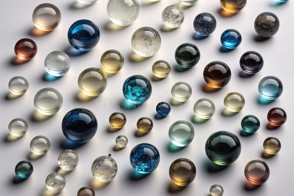Colorful Glass Marbles on a the Table. Selective Focus Stock ...