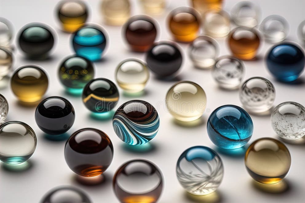 Colorful Glass Marbles on a the Table. Selective Focus Stock ...