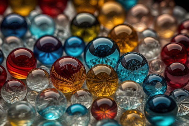 Colorful Glass Marbles on a the Table. Selective Focus Stock ...