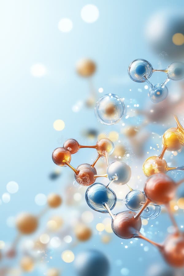 Abstract Glass Molecules Floating in Bright Blue Environment Stock ...
