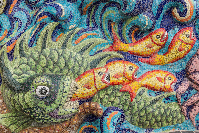 Colorful Glass Mosaic Art Shape Fish. Stock Photo - Image of ...